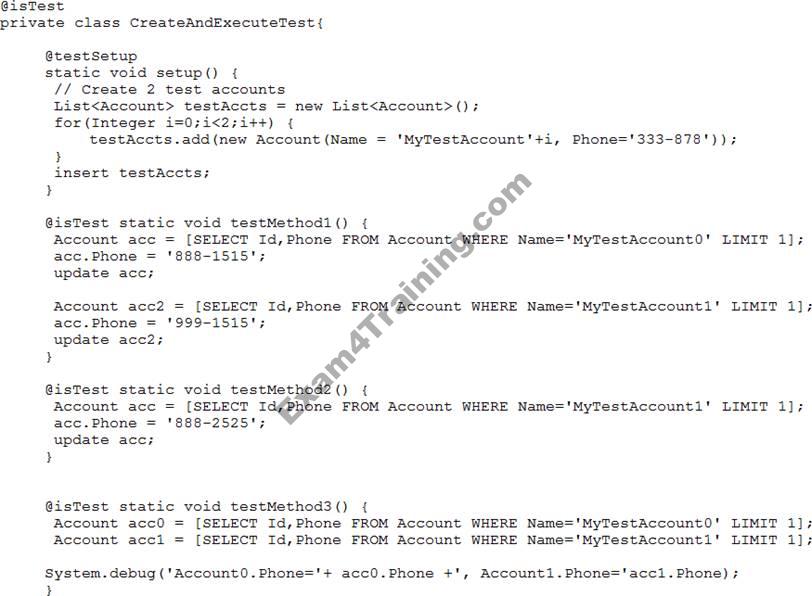What Is The Result Of The Debug Statements In Testmethod3 When You Create Test Data Using