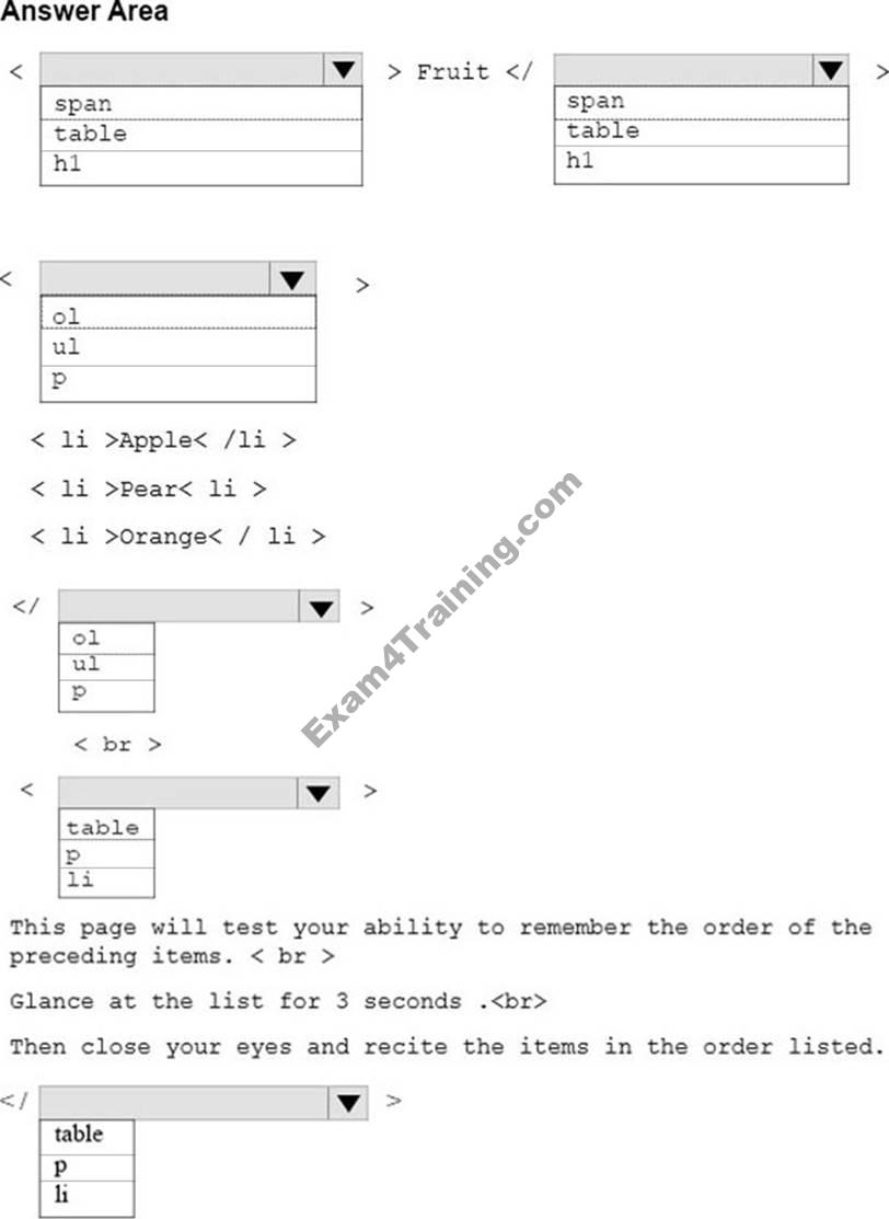 Microsoft 98-383 Introduction to Programming Using HTML and CSS Online Training - Exam4Training