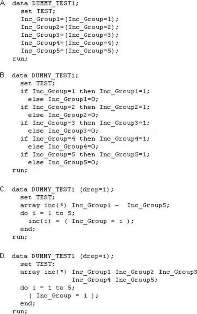Which Sas Program Is Not A Correct Way To Create Dummy Variables Exam4training 