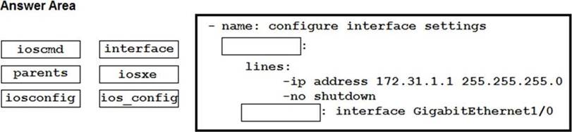 Drag And Drop The Commands To The Ansible Playbook That Applies Configuration To An Interface On