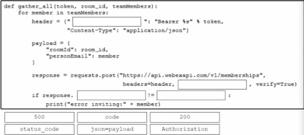 A Developer Is Creating A Python Function That Adds Network Engineers To A Webex Room To